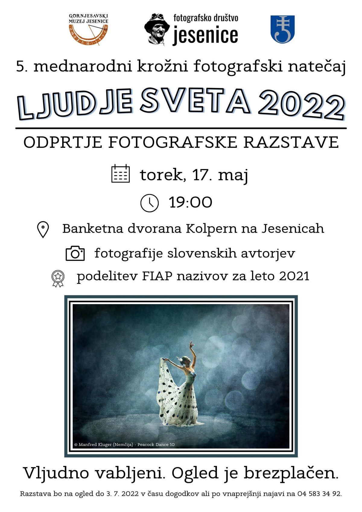 17. maj ob 19. uri: Ljudje sveta, odprtje gostujoče razstave Fotografskega društva Jesenice ...