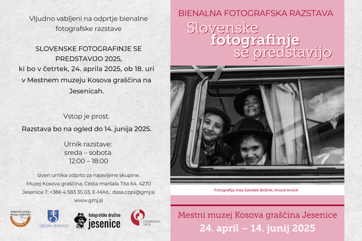 24. april 2025 ob 18. uri: Slovenske fotografinje se predstavijo, odprtje bienalne fotografske ...